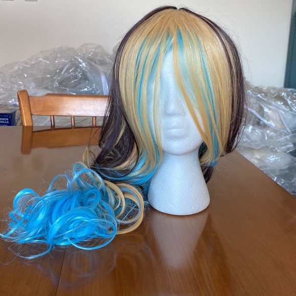 Accessories | New Wig Brown Blue Blonde Curly Cosplay Pole Dancer Anime ...